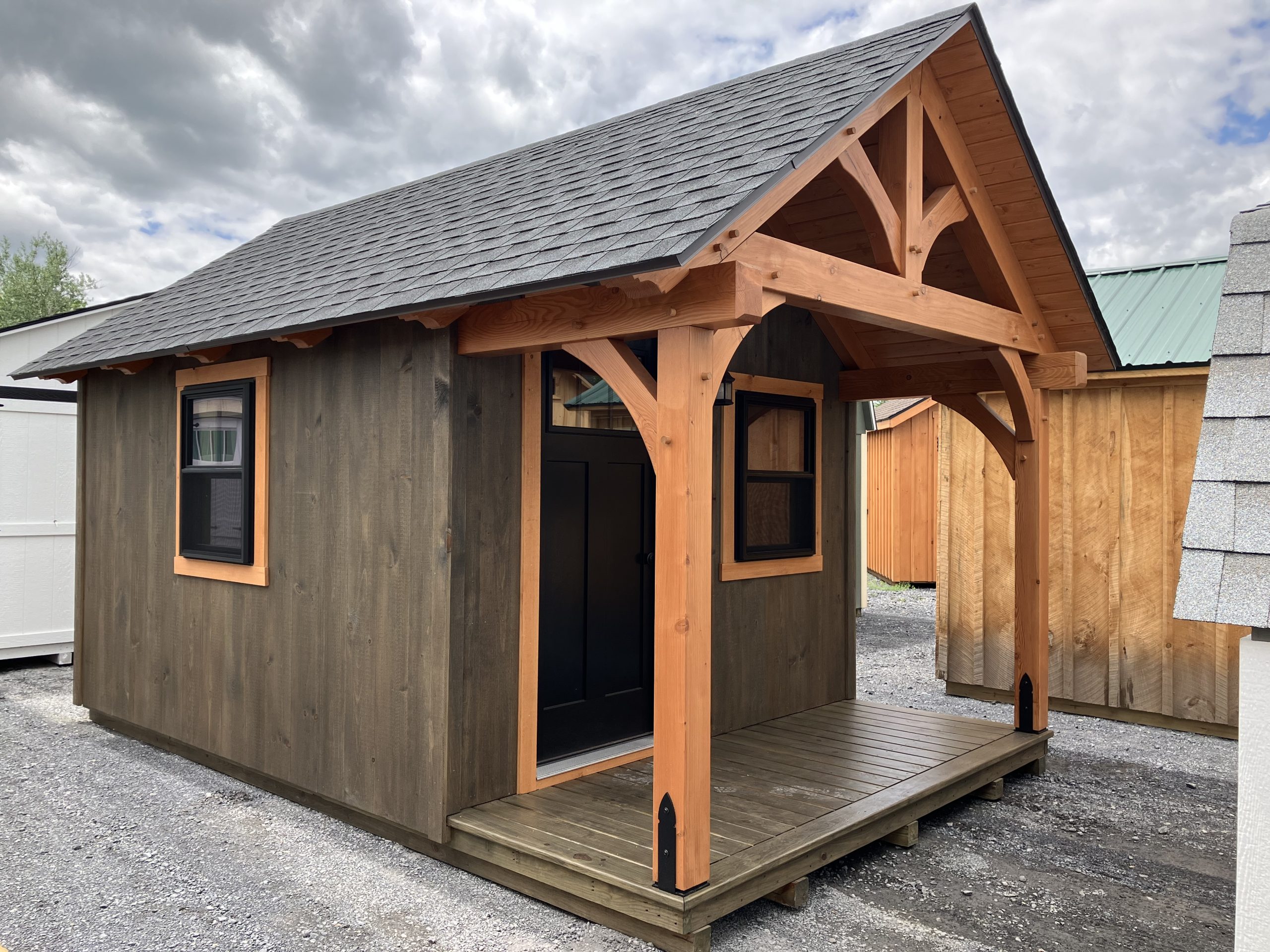 S230 10'x16' Pine T&G Timber Frame Finished Cottage w/ Porch | Backyard ...